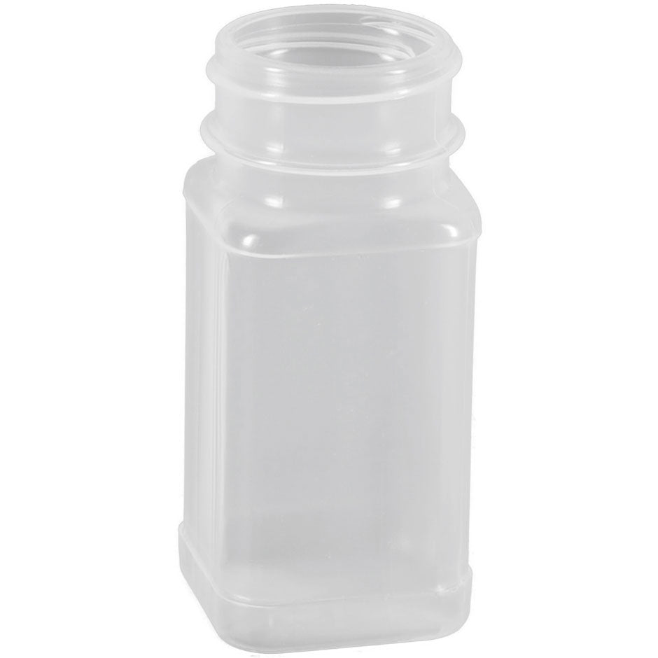 4 oz. Natural PP Square Plastic Spice Bottles (43-485) - Bulk