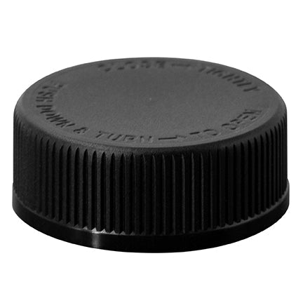 38-400 Black, Ribbed Plastic Child Resistant (CRC) Cap (FS5-4 Foil Lin