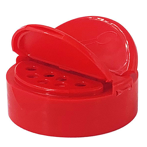 53-485 Red, Dual-Flapper, Sift and Pour Spice Cap, (.200") Holes and P